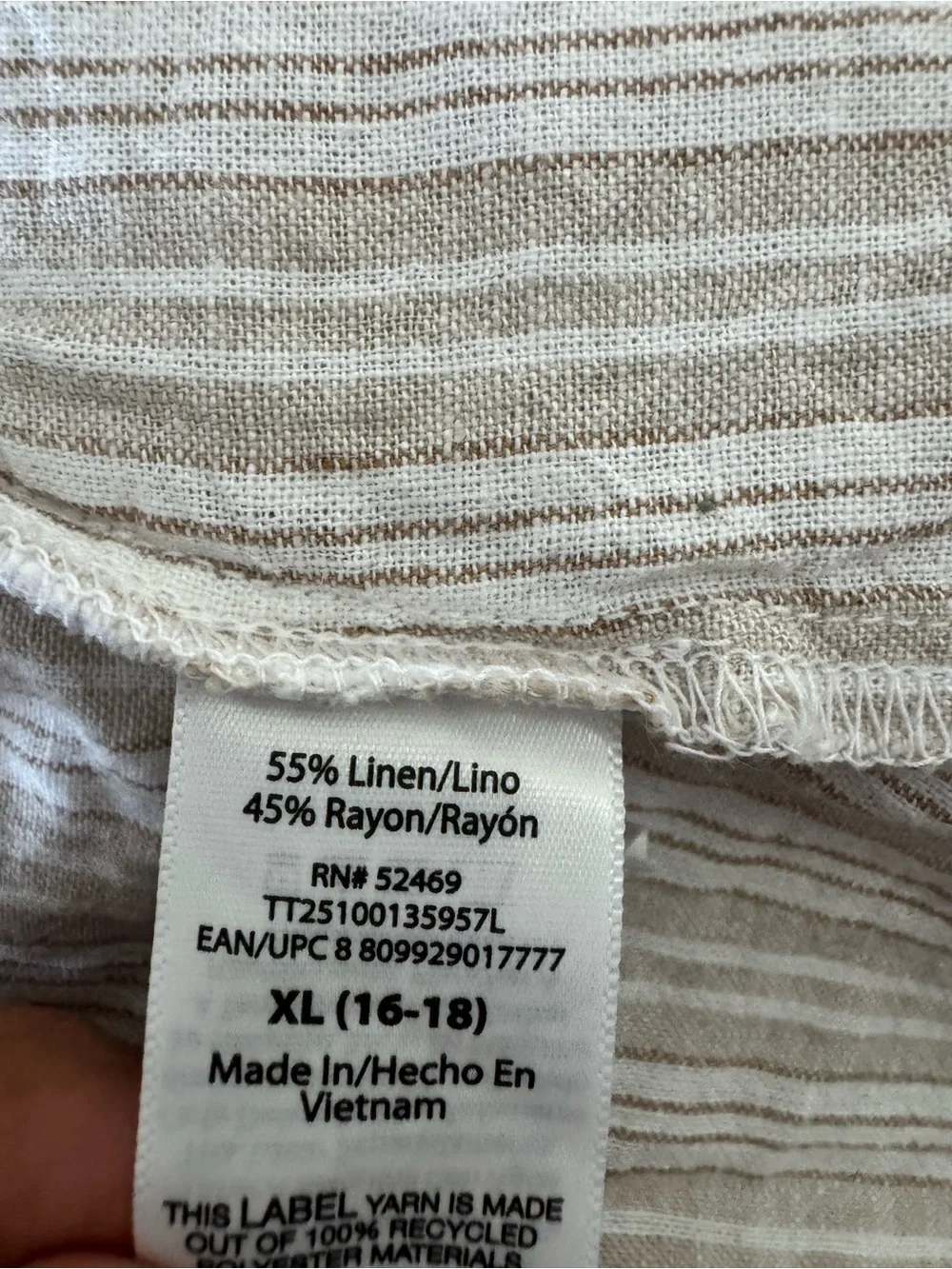 Time and Tru | Dresses | Time And Tru Beige And White Striped Linen ...